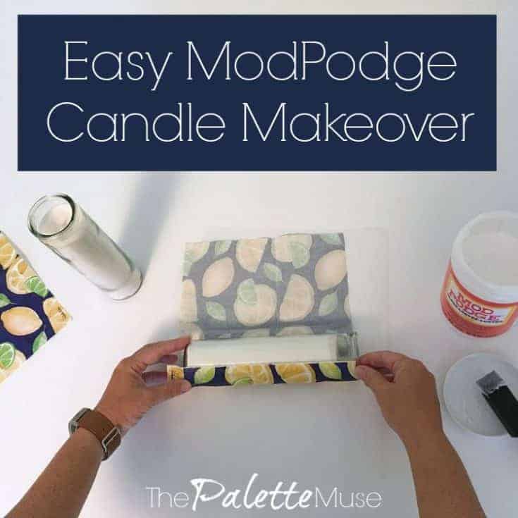 ModPodge and Cocktail Napkin Easy Candle Makeover - The Palette Muse