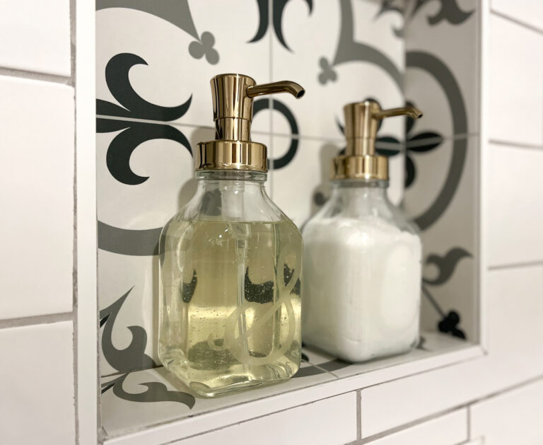 How to Make Etched Glass Shampoo Bottles - The Palette Muse